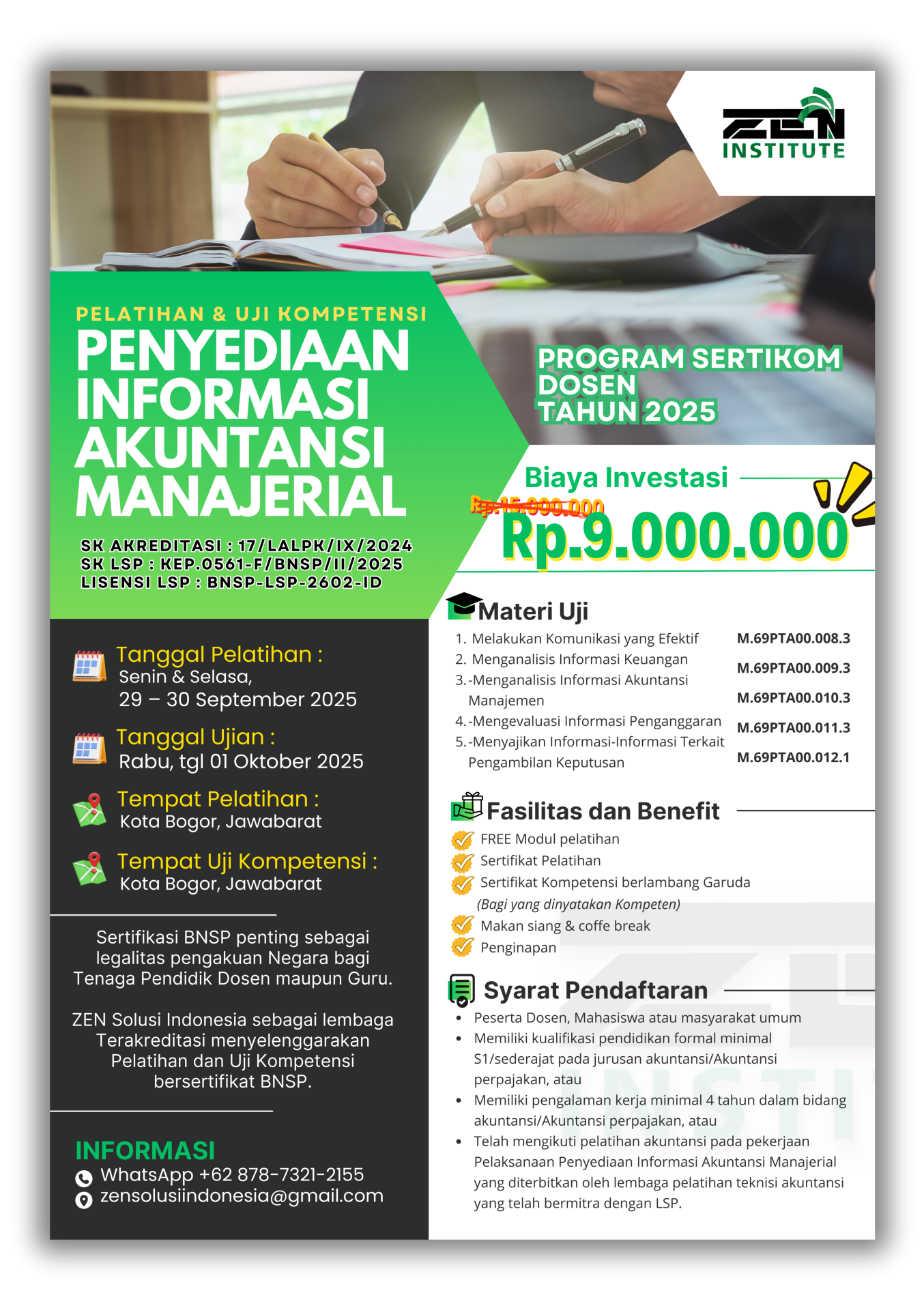 Daftar Harga Paket Pelatihan + Uji Kompetensi